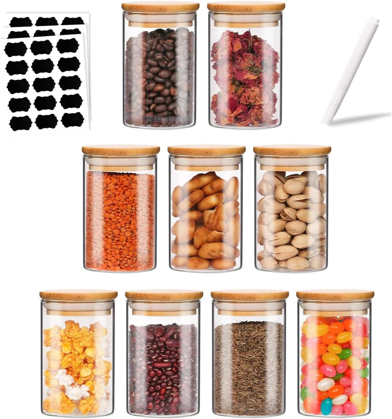 16 Tarros de Plástico Transparente con Tapas 520ml, Recipientes ...