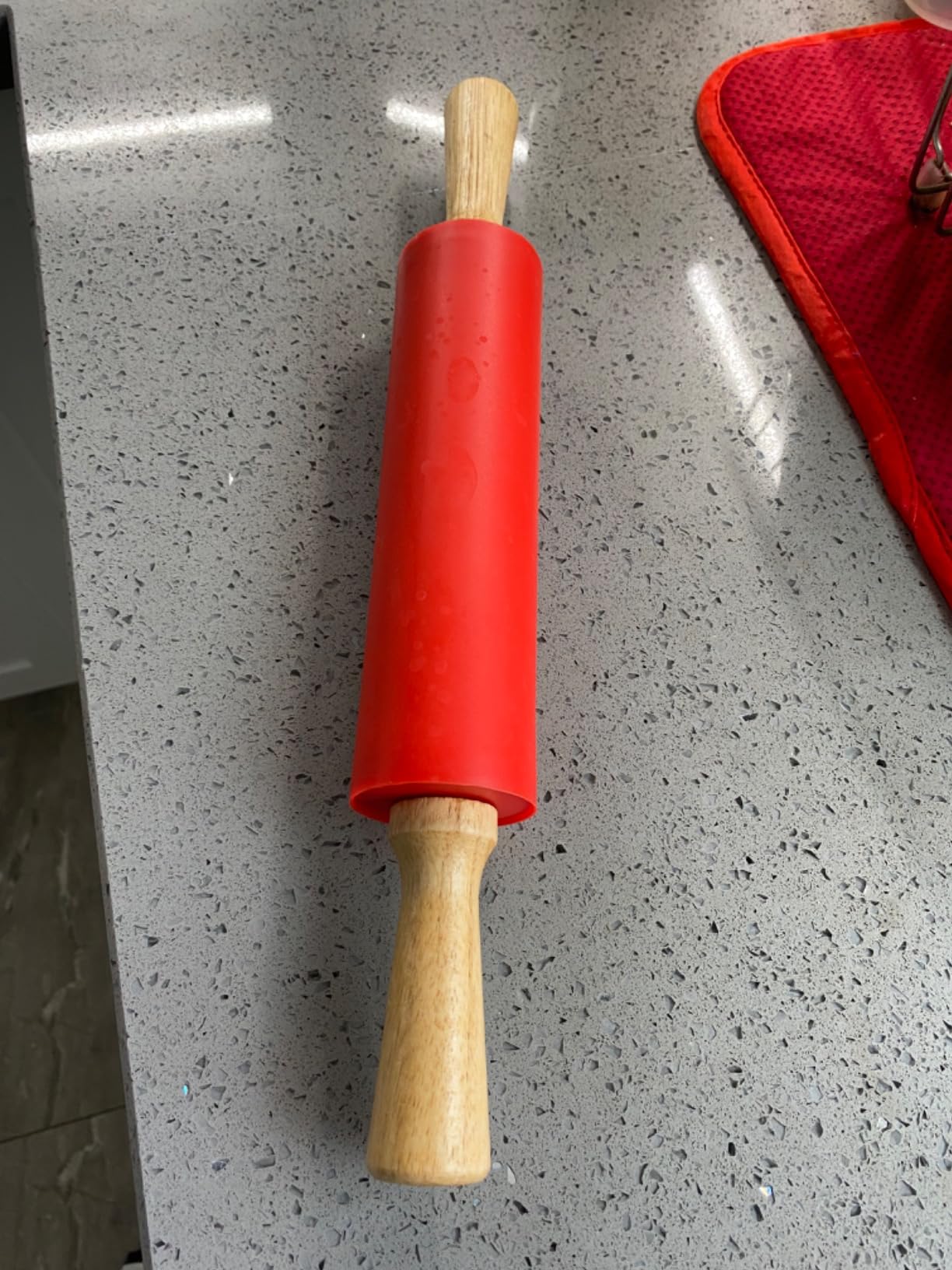 Remeel Silicone Rolling Pin Non-Stick Surface Wooden Handle (Green, 15 ...