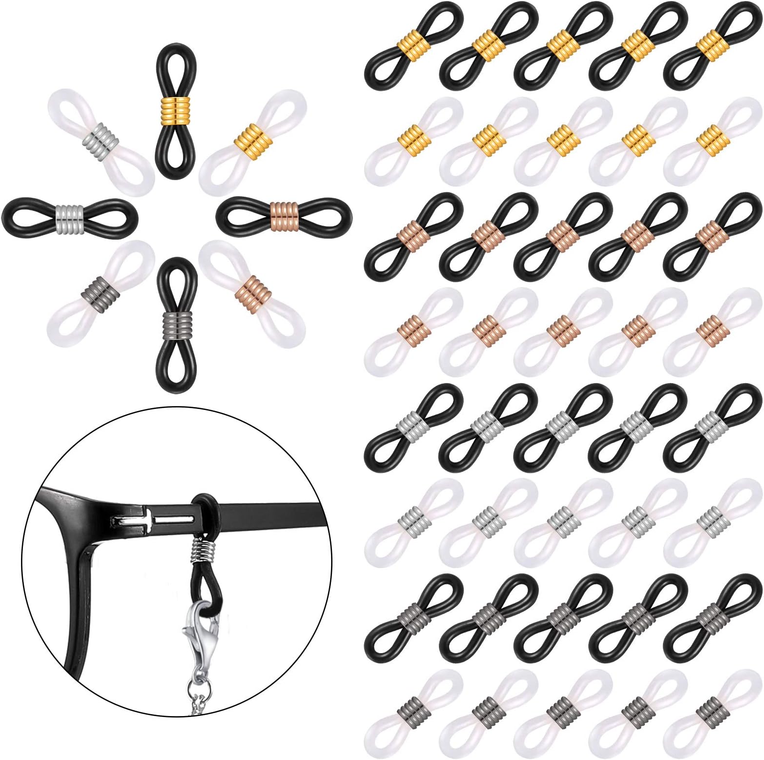 Amazon.com: 300 Pieces Eyeglass Chain Ends Adjustable Silicone ...