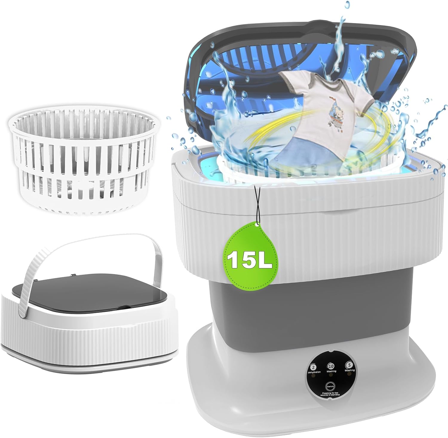 Amazon.com: 15L Portable Washing Machine,Foldable Mini Washer and Dryer ...