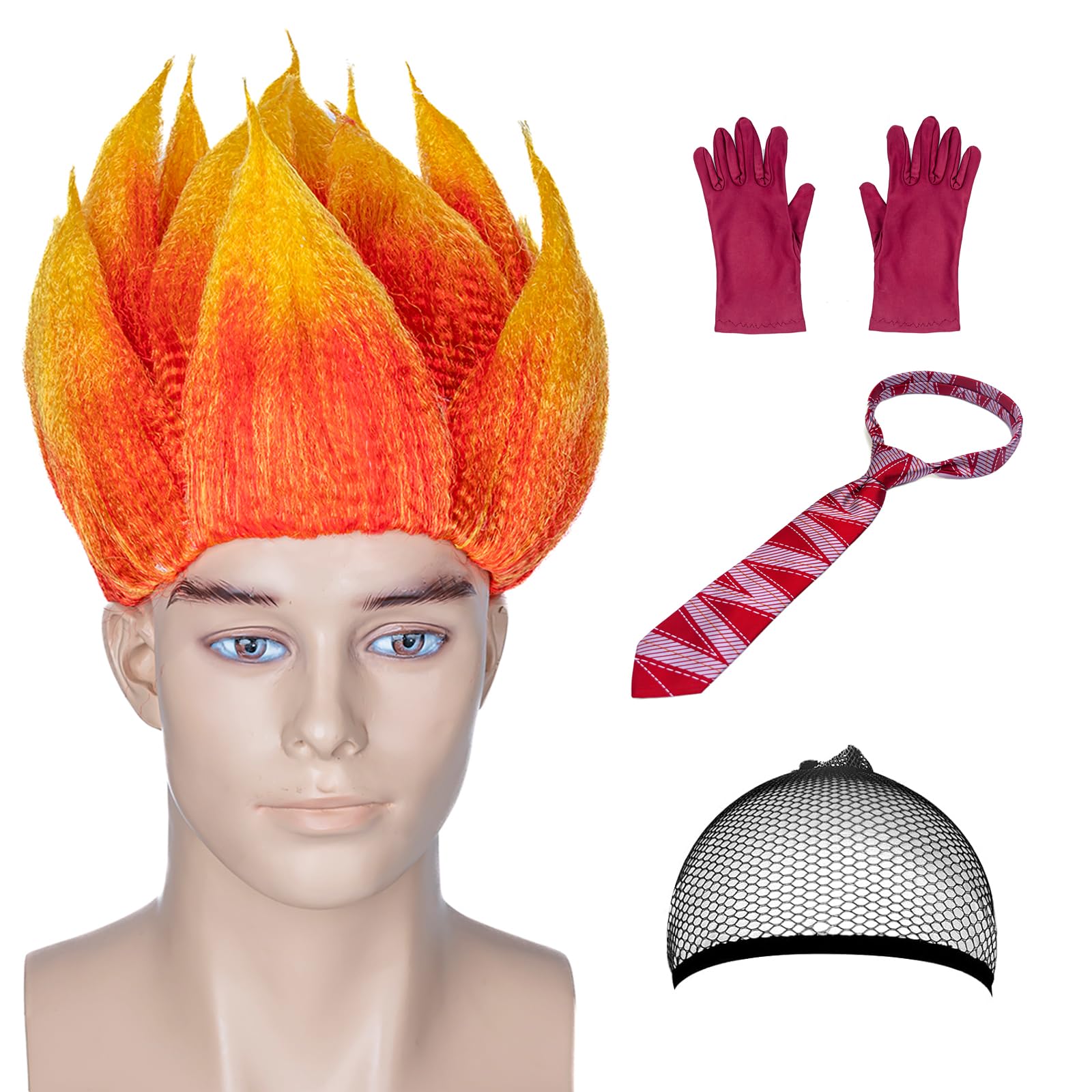 Amazon.com: FATMAUI 4 Halloween Angry Costumes Including Flame Wig ...