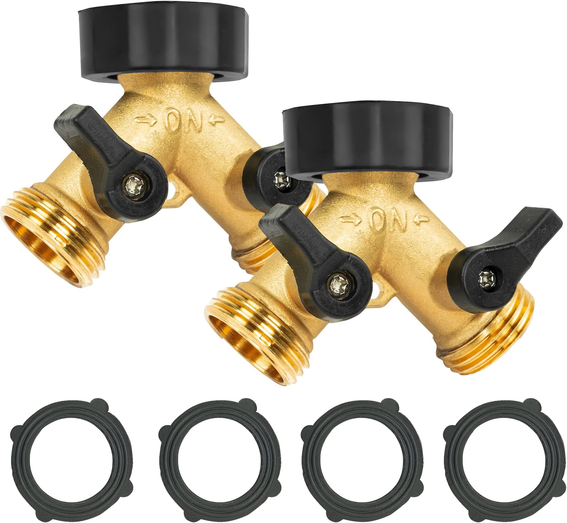 Amazon.com: 2 Pack Hose Splitter, 2 Way Heavy Duty Brass Garden Hose ...