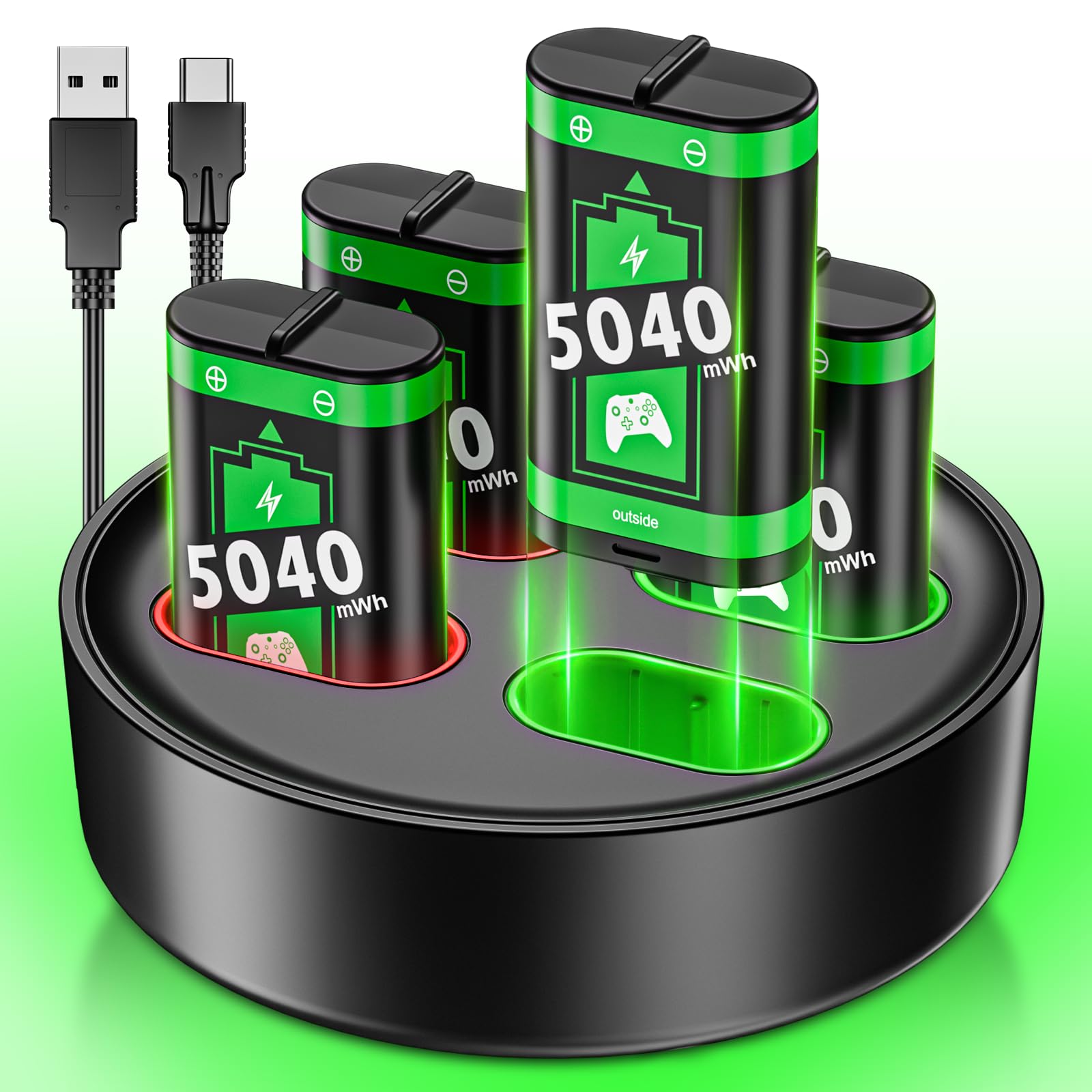 Amazon.com: Rechargeable Xbox Controller Battery Pack with Charger, 4 x ...