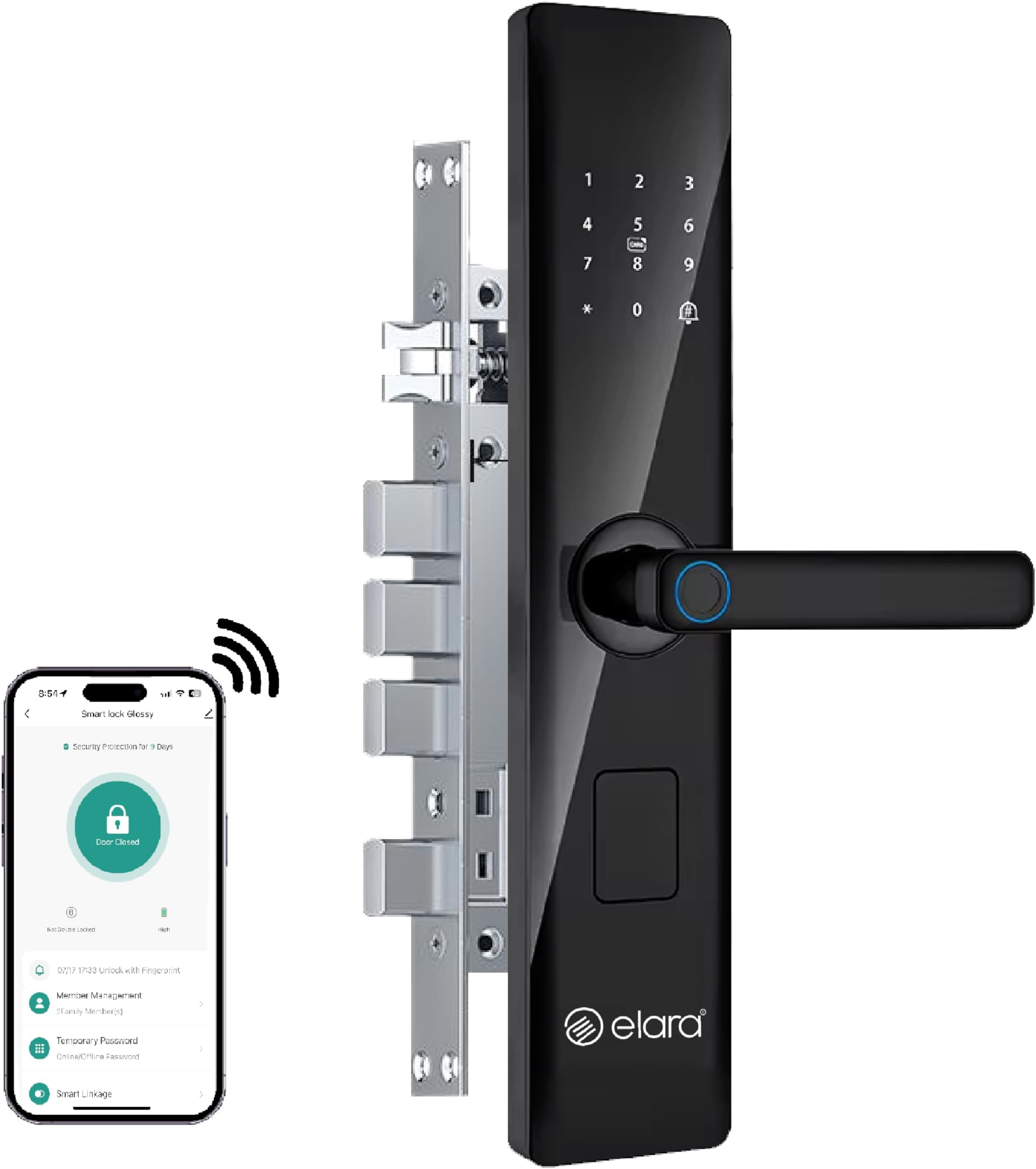 Elara Apex Lite Smart Door Lock, HD Display, Camera, Fingerprint, RFID ...