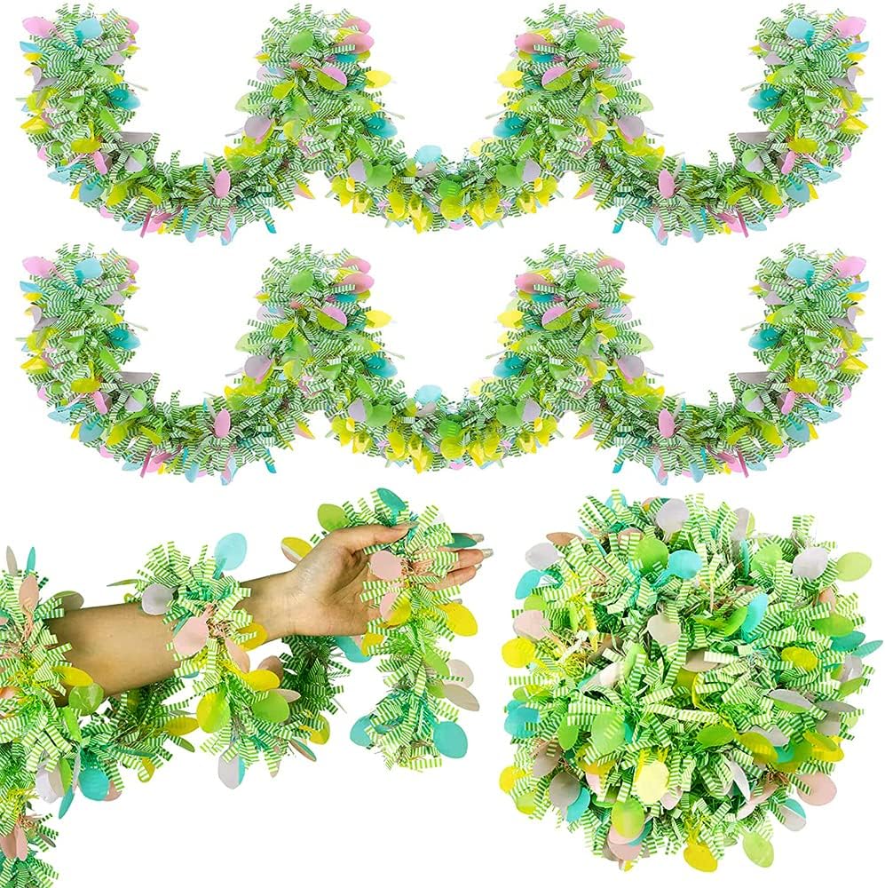 Amazon.com: Adiornchse 2 PCS Green Easter Garland, 9.8FT Metallic Twist ...