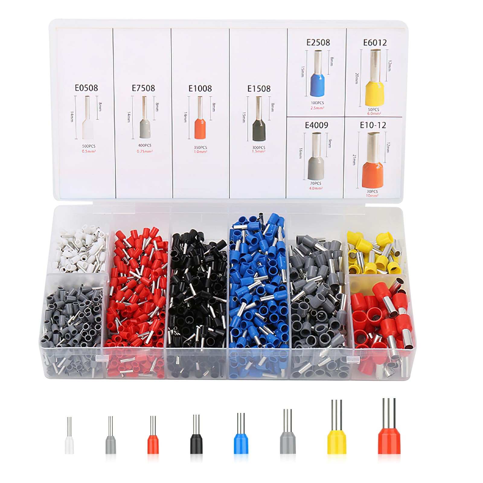 ZOCONE 1800 Pcs Wire Ferrules Kit, 0.5-10mm² Bootlace Ferrules ...
