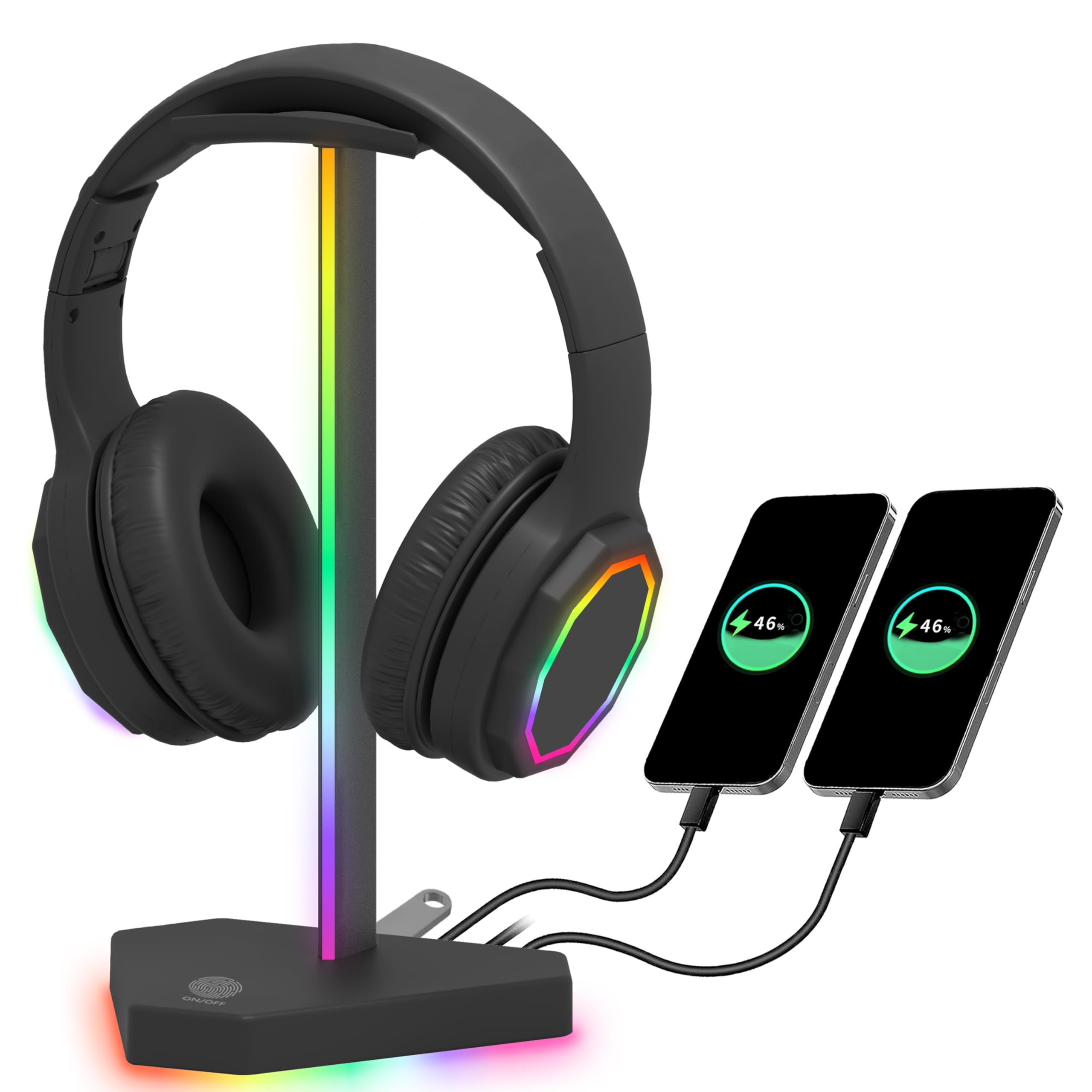 Amazon.com: 𝟐𝟎𝟐𝟒 𝐍𝐞𝐰 RGB Headphones Stand with 1 USB-C Data ...