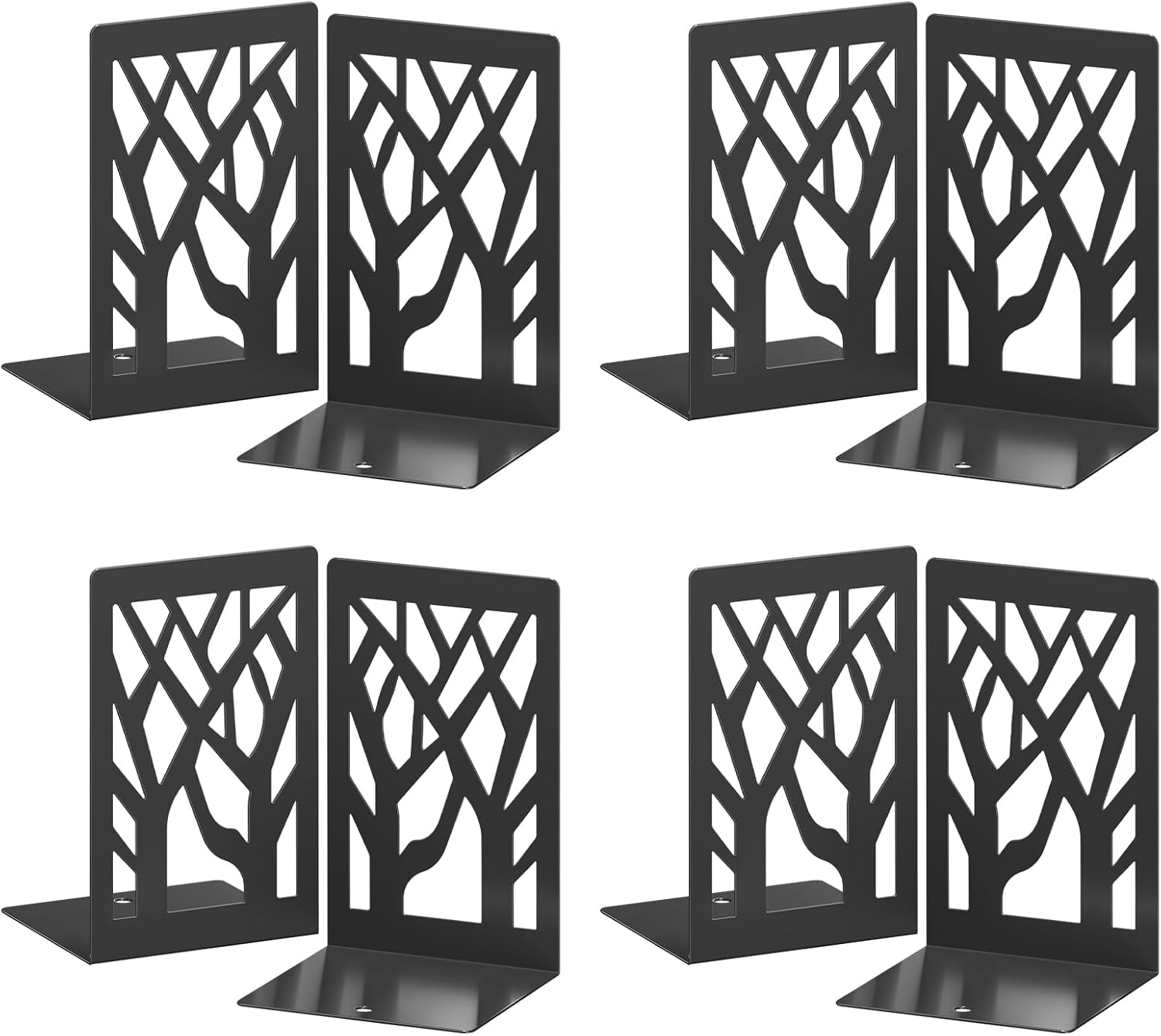 Amazon.com: VFINE 8-Piece Metal Bookends for Shelves, Black Tree Book ...