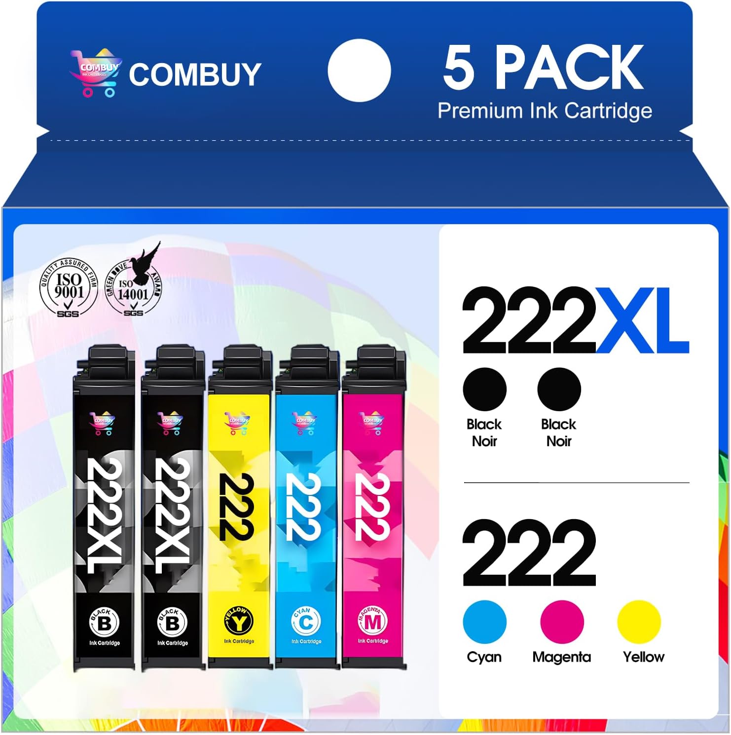 Amazon.com: Epson T222 Black and Color Combo Ink Cartridges, Standard Capacity & T222 Black Ink ...