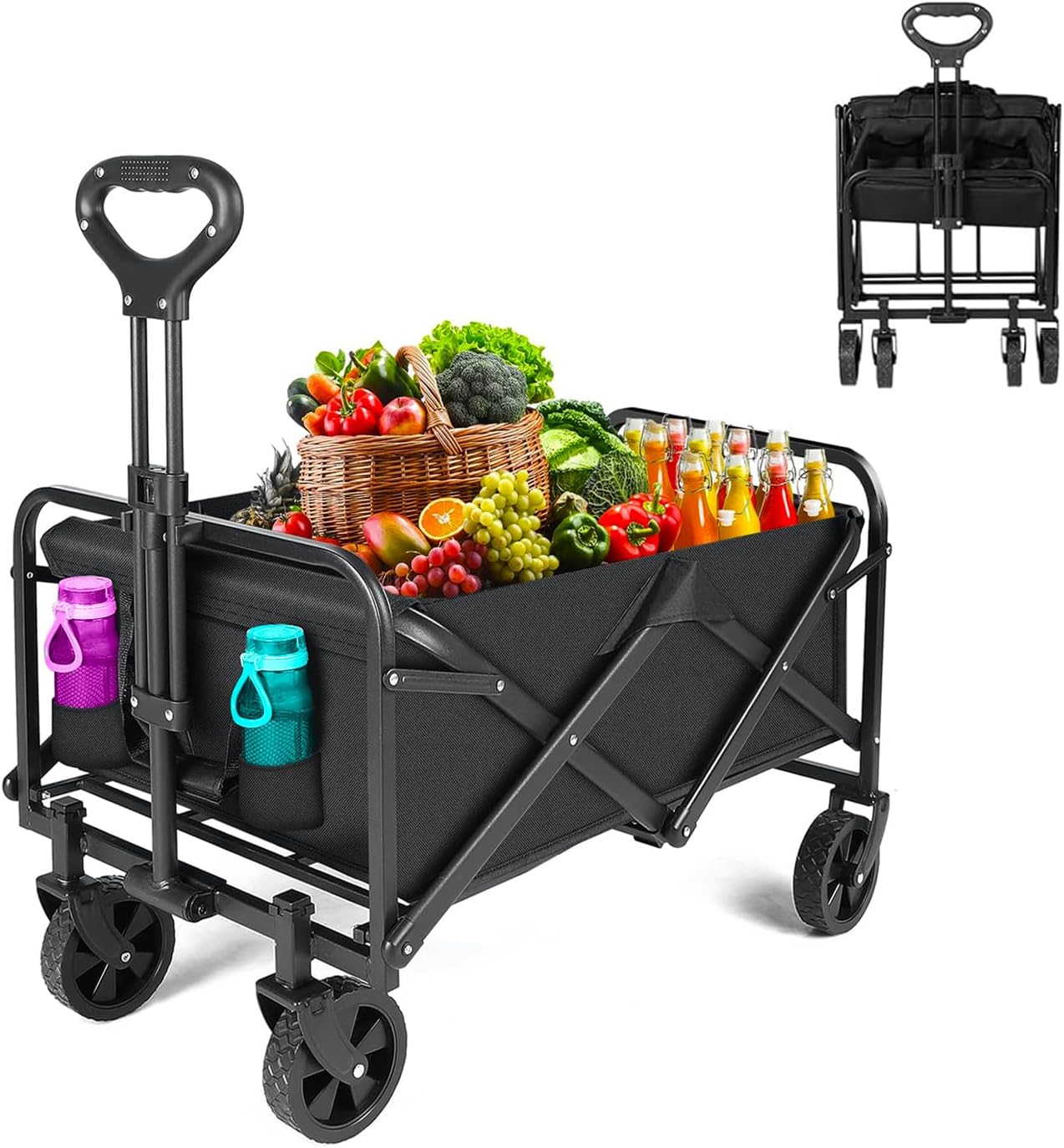 Hikeo Carrito plegable portátil carga 70kg ruedas 360° | Paga Hasta 24 ...