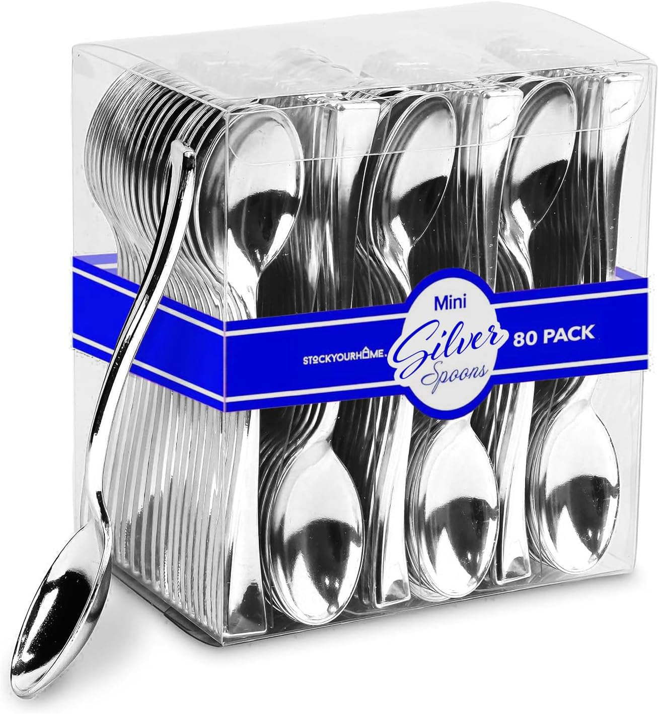 Amazon.com: Silver Mini Spoons (80 Count) - 4 Inch Disposable Appetizer ...