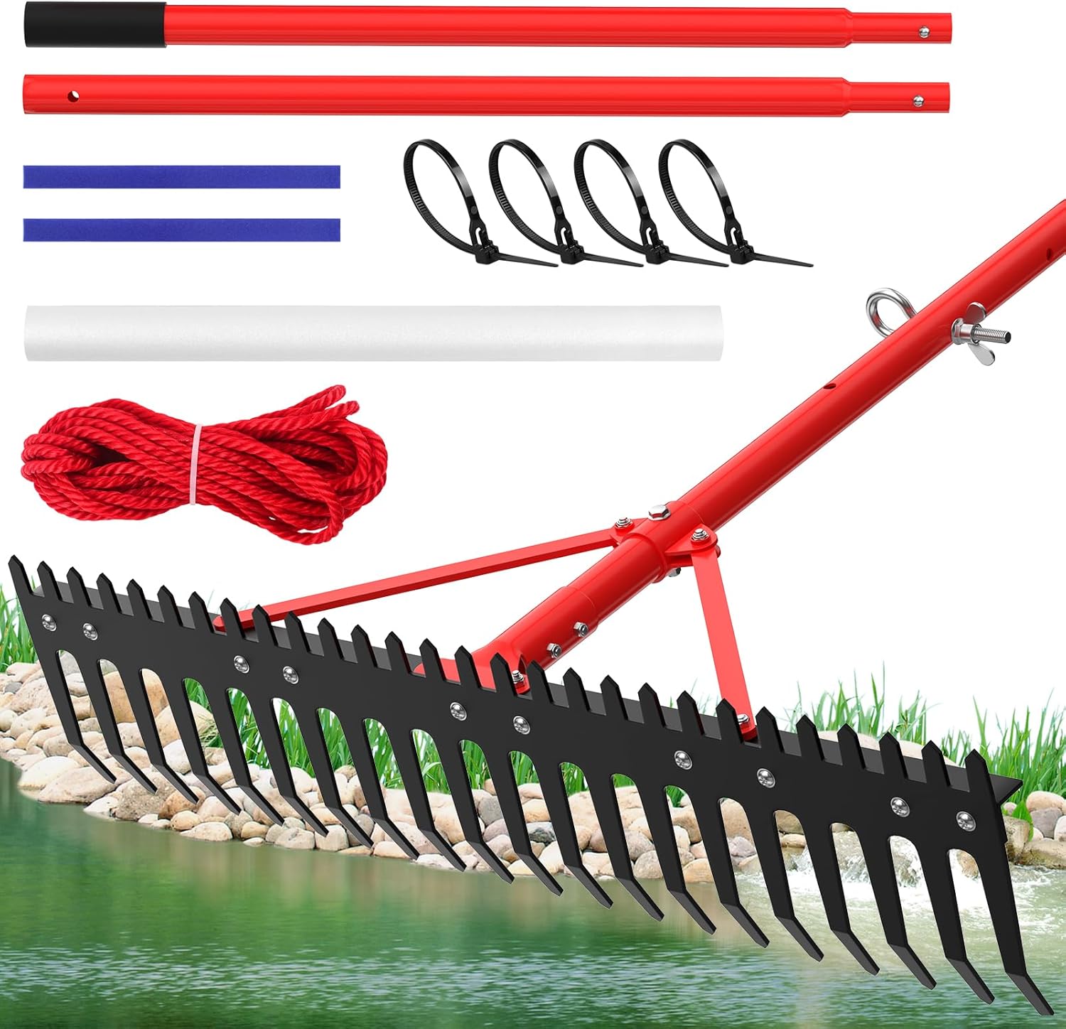 Amazon.com : Extra Large Aquatic Weed Rake Heavy Duty Aluminum Pond ...