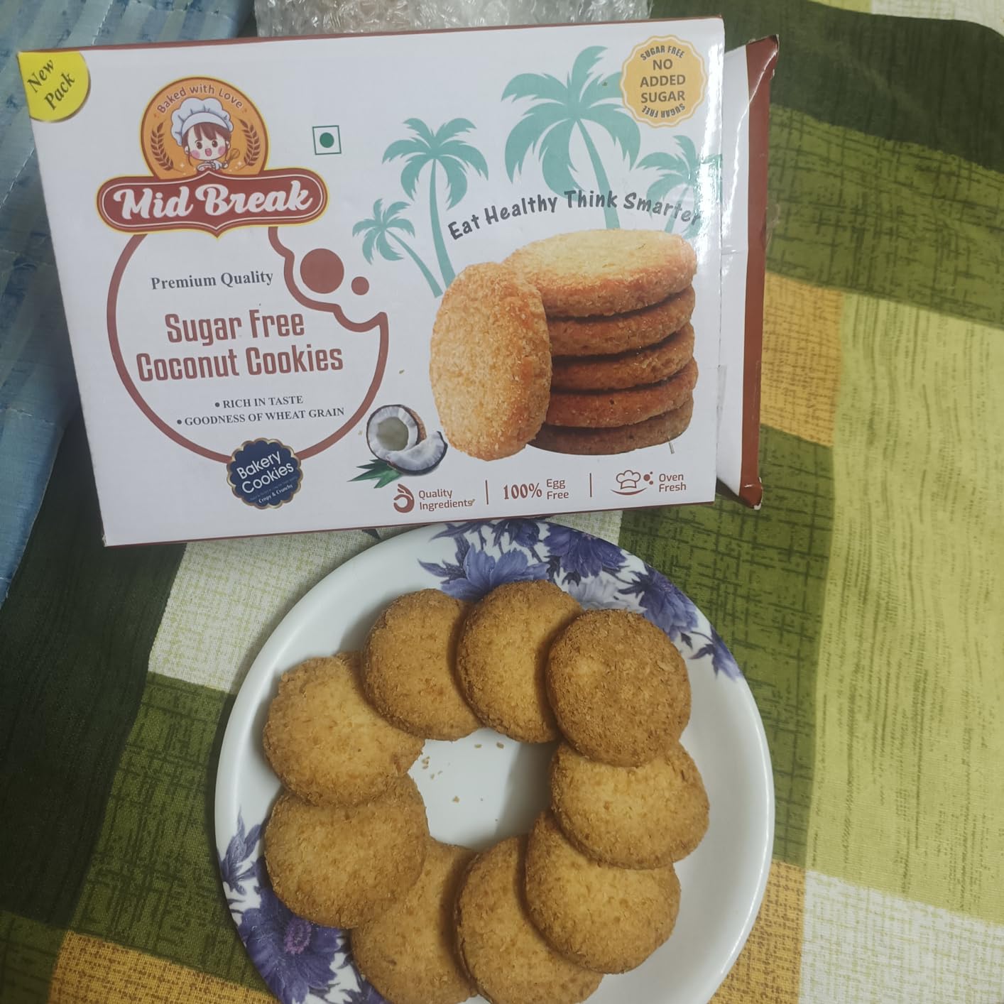 MidBreak Sugar-Free Coconut Biscuits - High Fiber, Gut-Friendly, Low ...