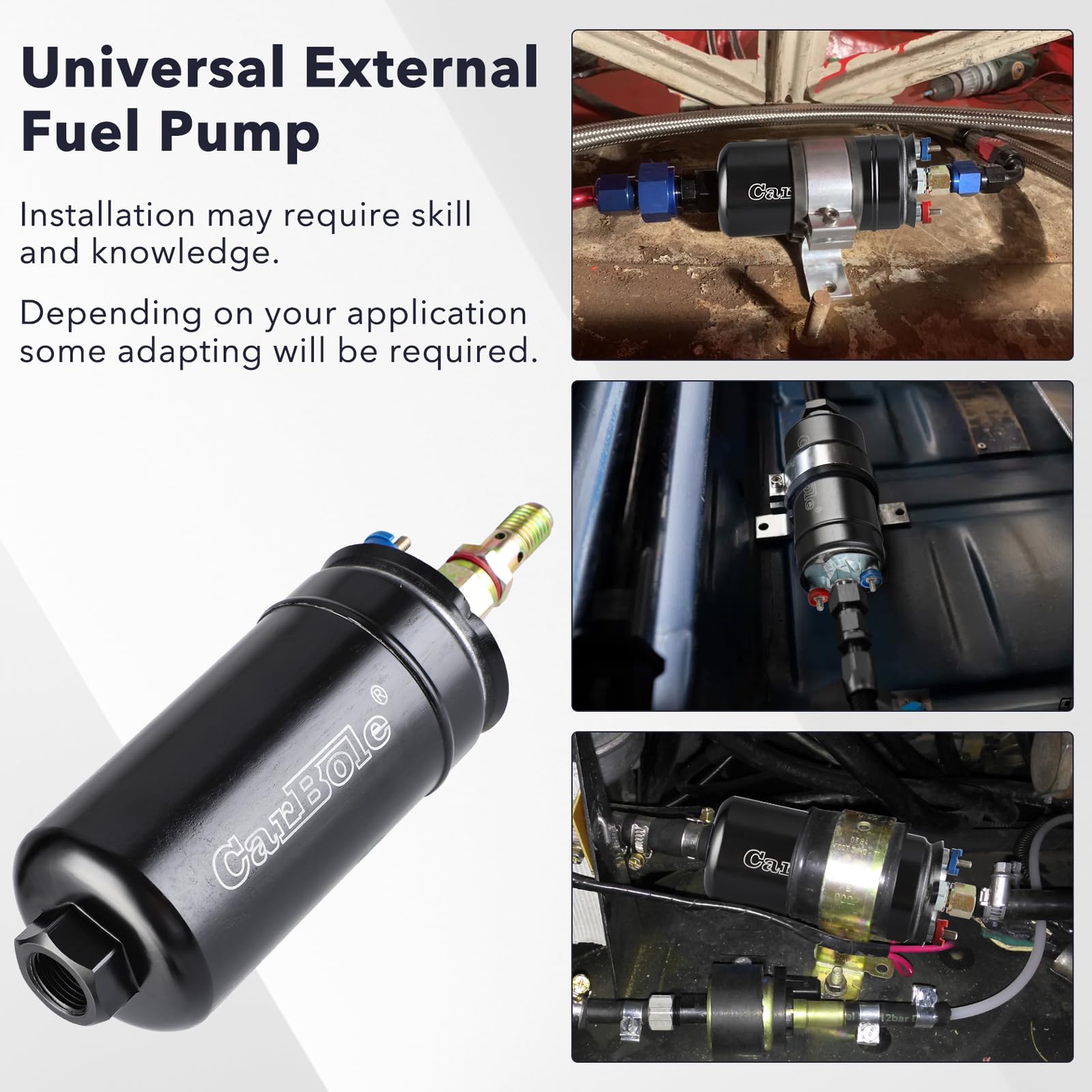 Snapklik.com : CarBole External Inline Fuel Pump 300LPH High Flow 12V Electric Universal Pump