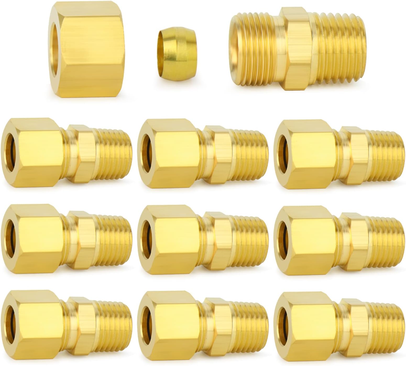 Ice Maker Water Line Brass Tube Fitting, 3/8" Male x 1/4" Compression ...