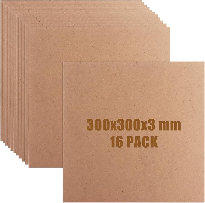 MUXHEL 16PCS 3mm MDF Board, 30x30 cm Square MDF Panels MDF Chipboard ...