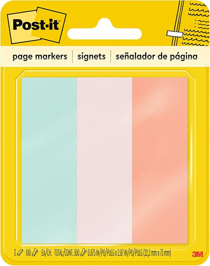 Amazon.com : Post-it Page Markers, 1 in x 3 in, Ideal for Temporary ...