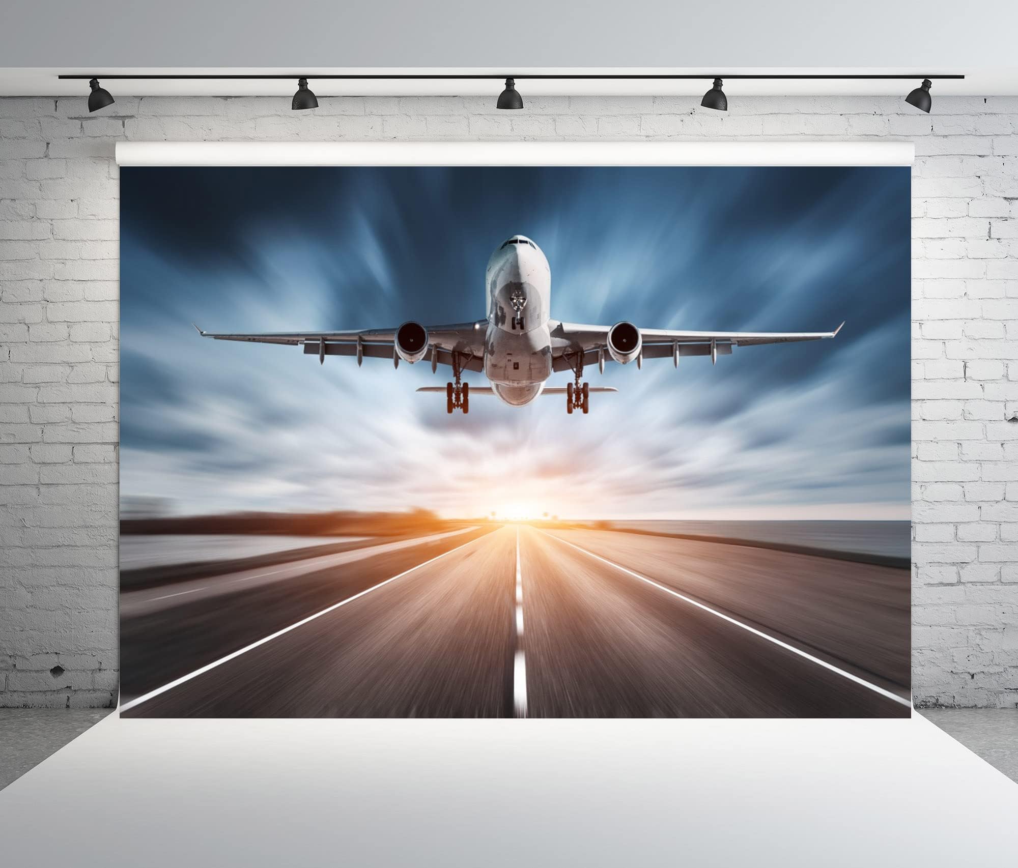 Amazon.com : BELECO Airplane Backdrop 10x8ft Fabric Airplane Landing ...