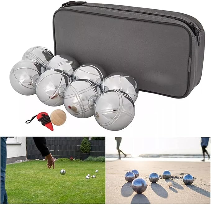 8 French Ball | Chrome Boules Set | Stainless Steel Boules Set Petanque ...