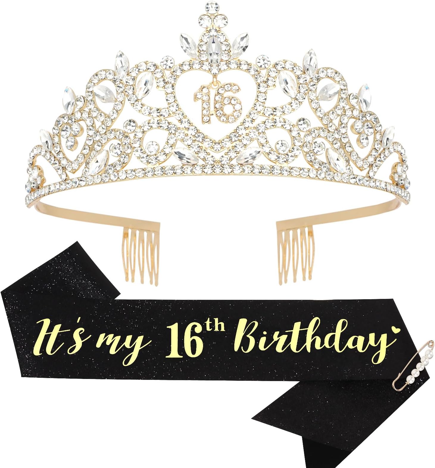 Amazon.com : Araluky Sweet 16 Party Decorations: Purple Sweet 16 Crown ...