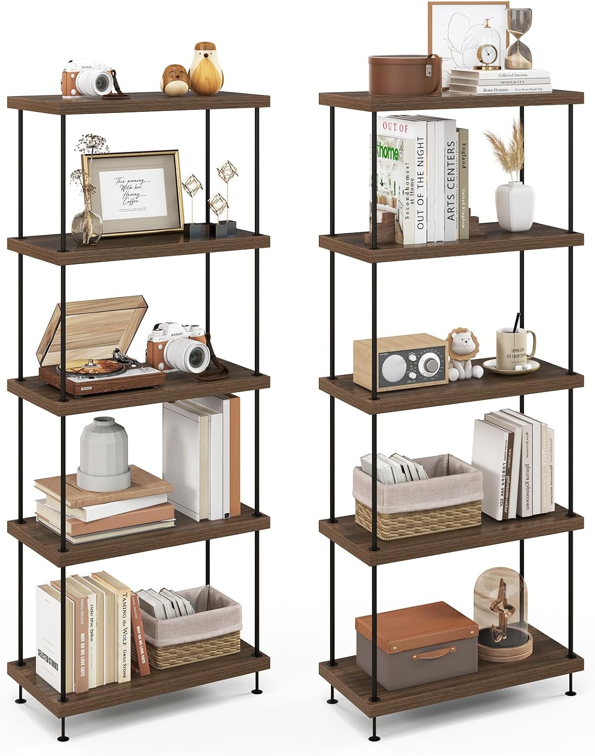 Amazon.com: Giantex 5-Tier Open-Back Bookshelf of 2, Freestanding ...