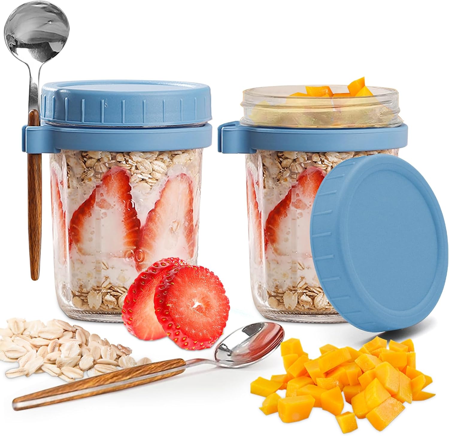 Overnight Oats Jars, Reusable Overnight Oats Jars with Lids and Spoons ...