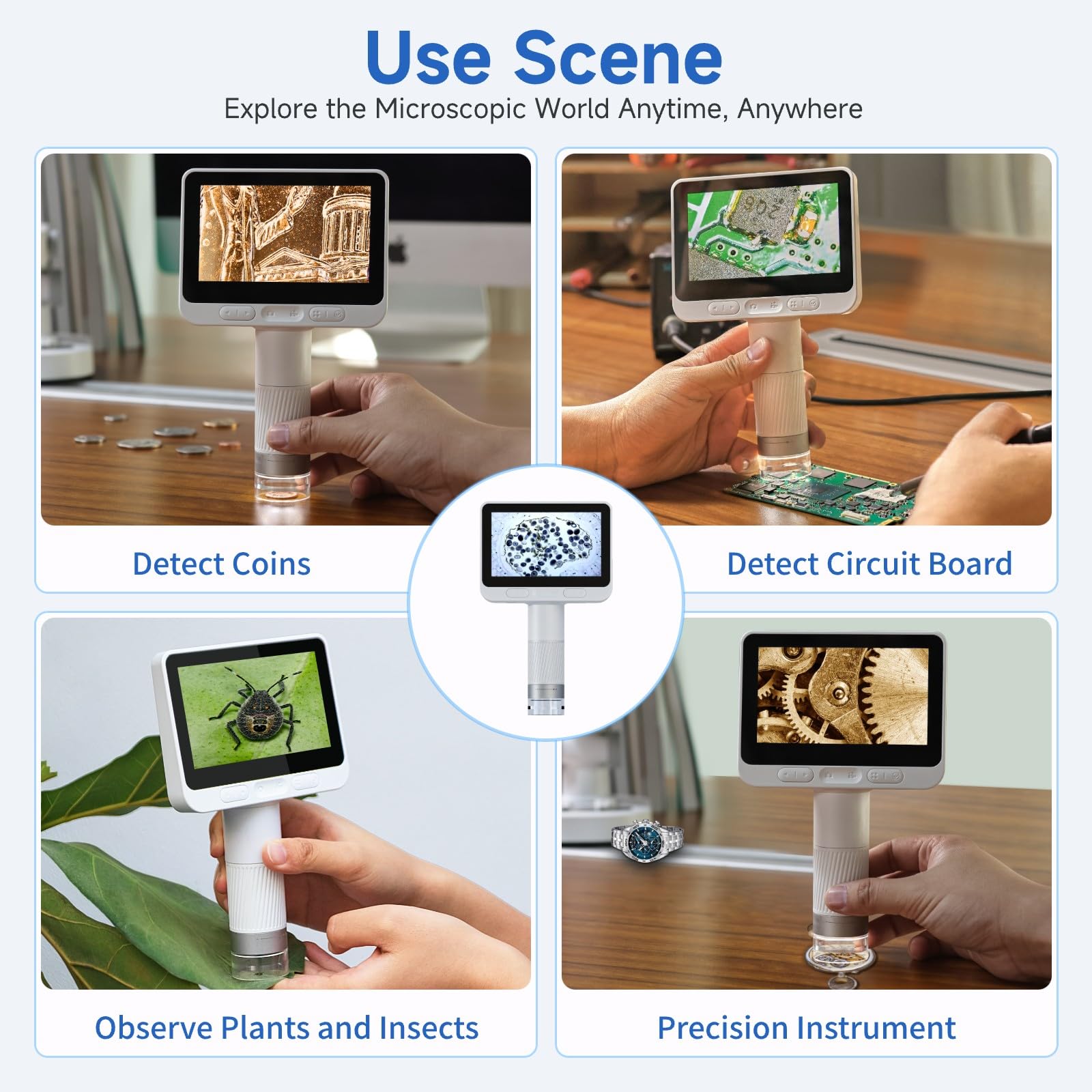 BEAVERLAB Darwin M2 Handheld Digital Microscope with 4.3" IPS Screen,1600X Portable Electronic ...