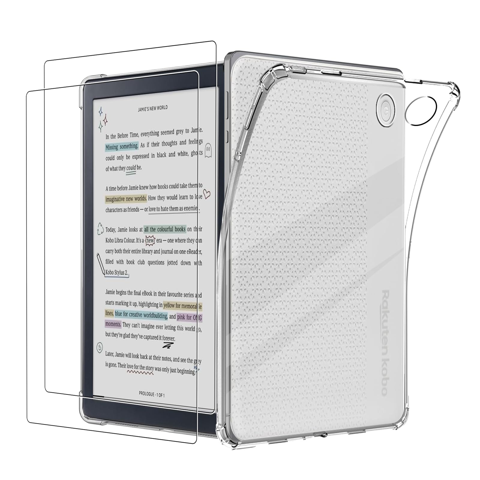 Case for Kobo Libra Colour Clear Case + 2 Pieces Screen Protector ...
