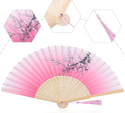 Amazon.com: Tkocisa 4 Pack Large Folding Hand Fan, Plastic Hand Held ...