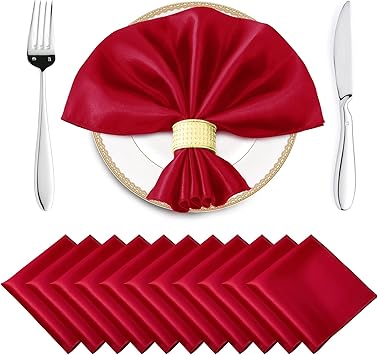 Amazon.com: Horbaunal 16 Pack Red Satin Napkins 20 x 20 Inch, Square ...