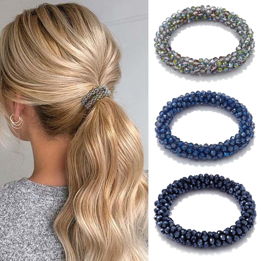 Reaky Haargummis, Perlen-Haargummis, 3 Stück, Strass ...