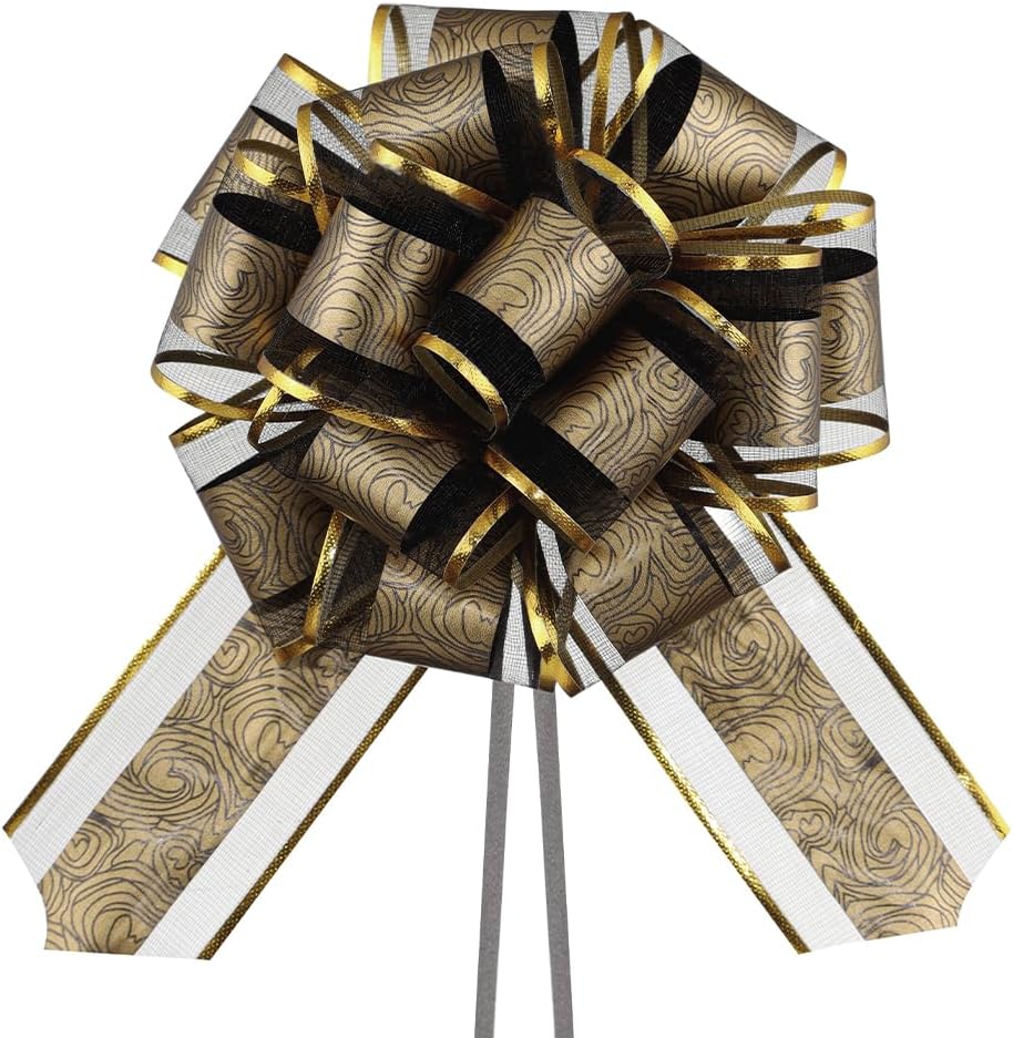 Amazon.com: 6 Pcs Large Pull Bows,Black Gift Bow,6 inches Pattern ...
