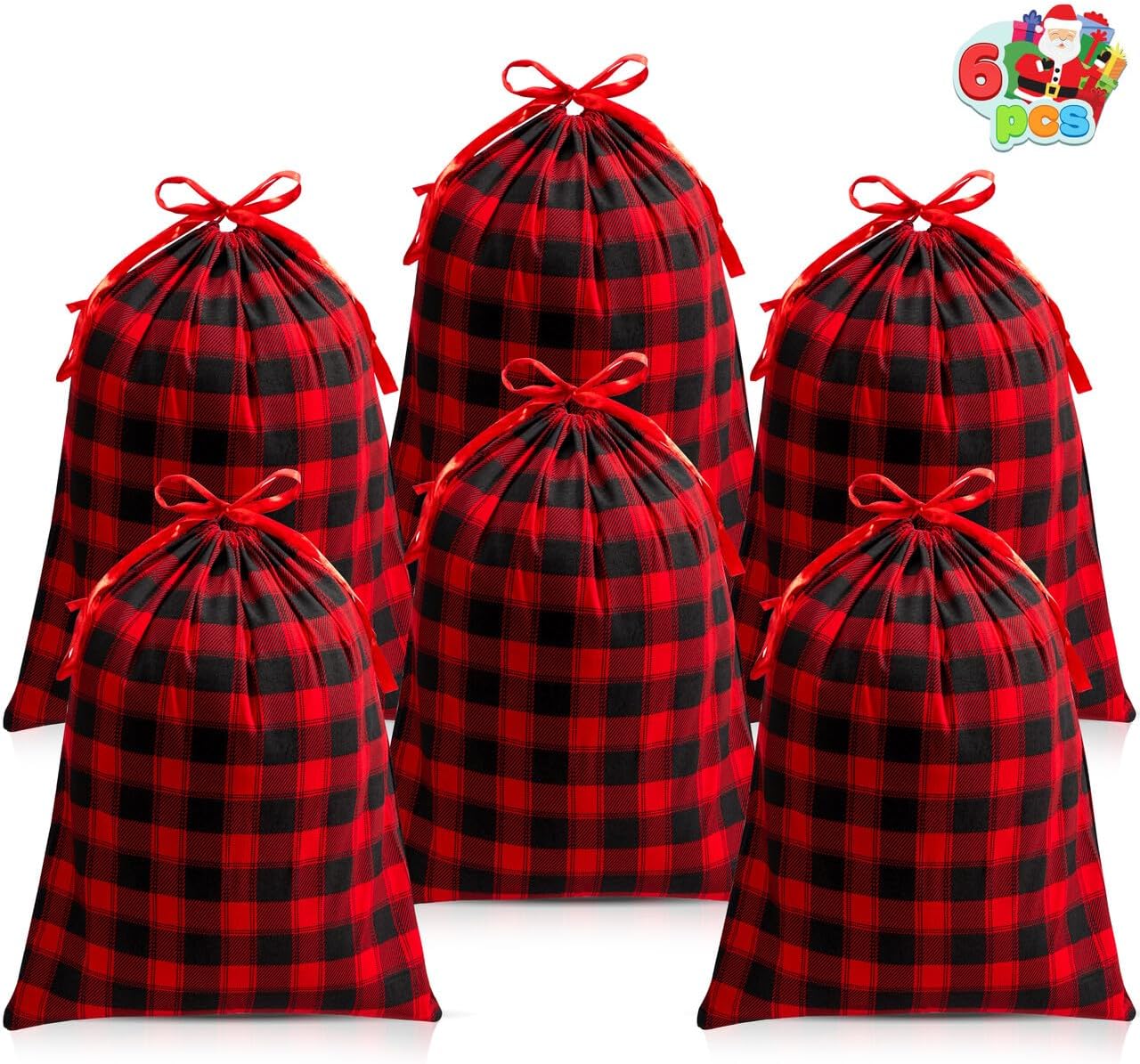 Amazon.com: JOYIN 6 PCS Christmas Fabric Drawstring Gift Bags 19" x 14. ...