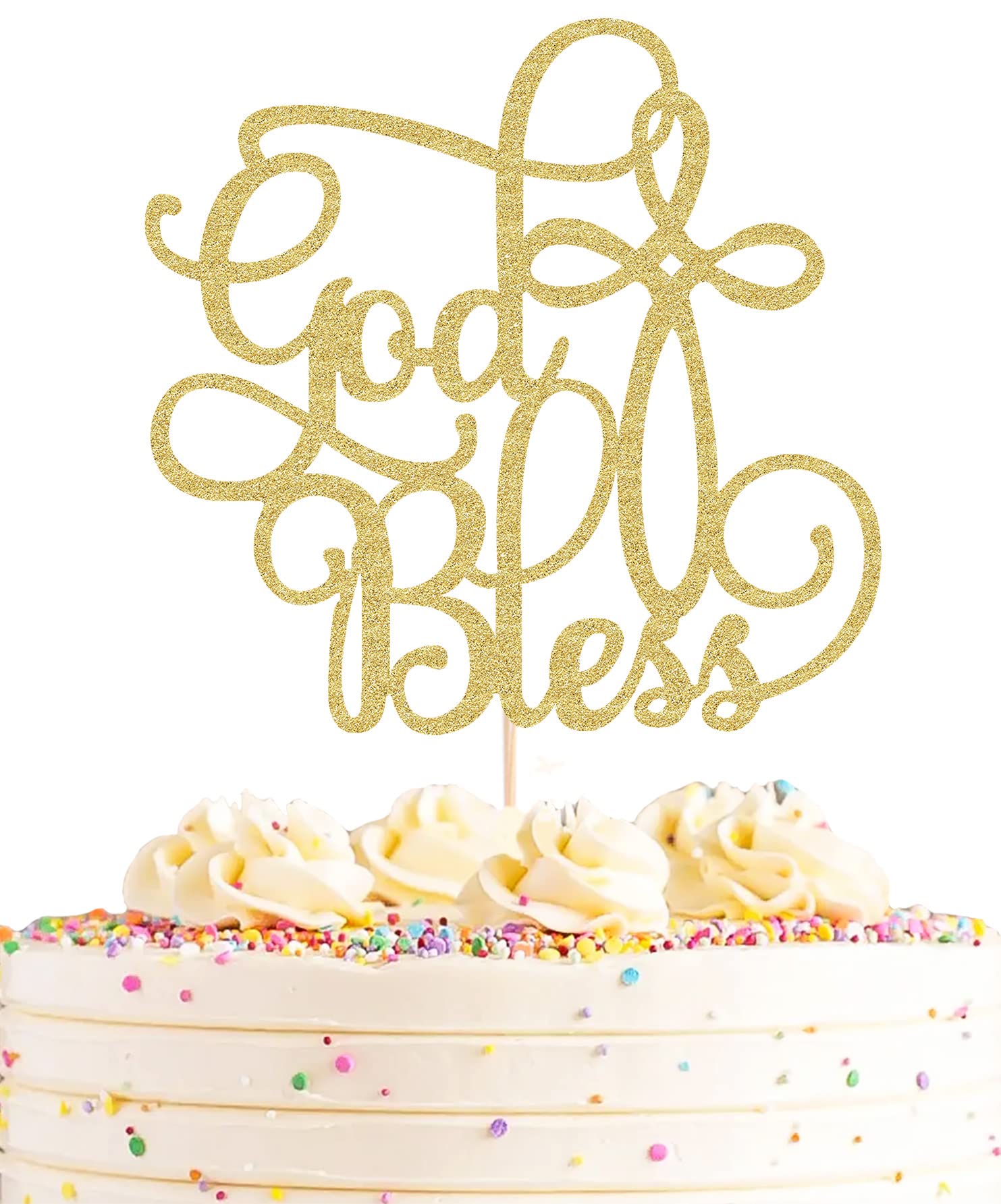 God Bless Cake Topper Gold Glitter Baby Shower Party Cake | Desertcart ...