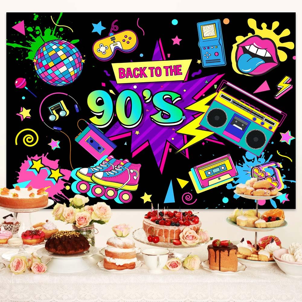 Pajama Party Decorations 90s Bounce House Party Backdrop - 7x5ft Retro ...