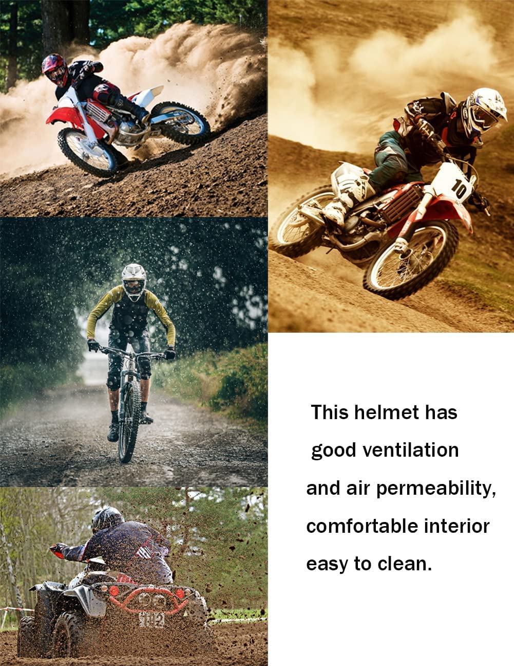 Motocross Fashion Full Face Helmet Set Adult Dirt Bike ATV Motorcycle ...