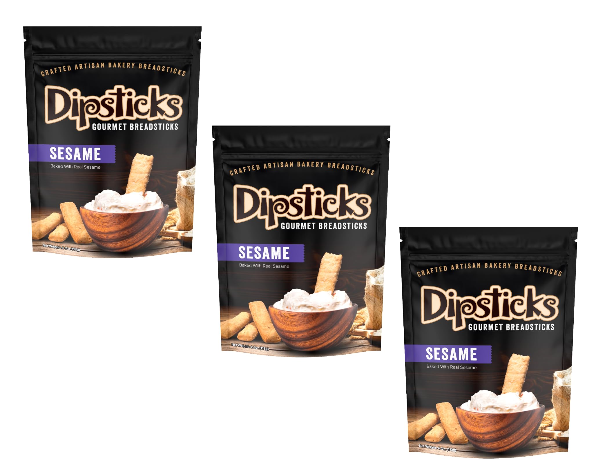 Amazon.com: Dipsticks Sesame Flavored - Pack of 3 - Flavored Crunchy ...