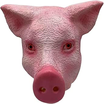 Amazon.com: VANEXUAO Pink Pig Mask, Cute Realistic Piggy Head Masks ...