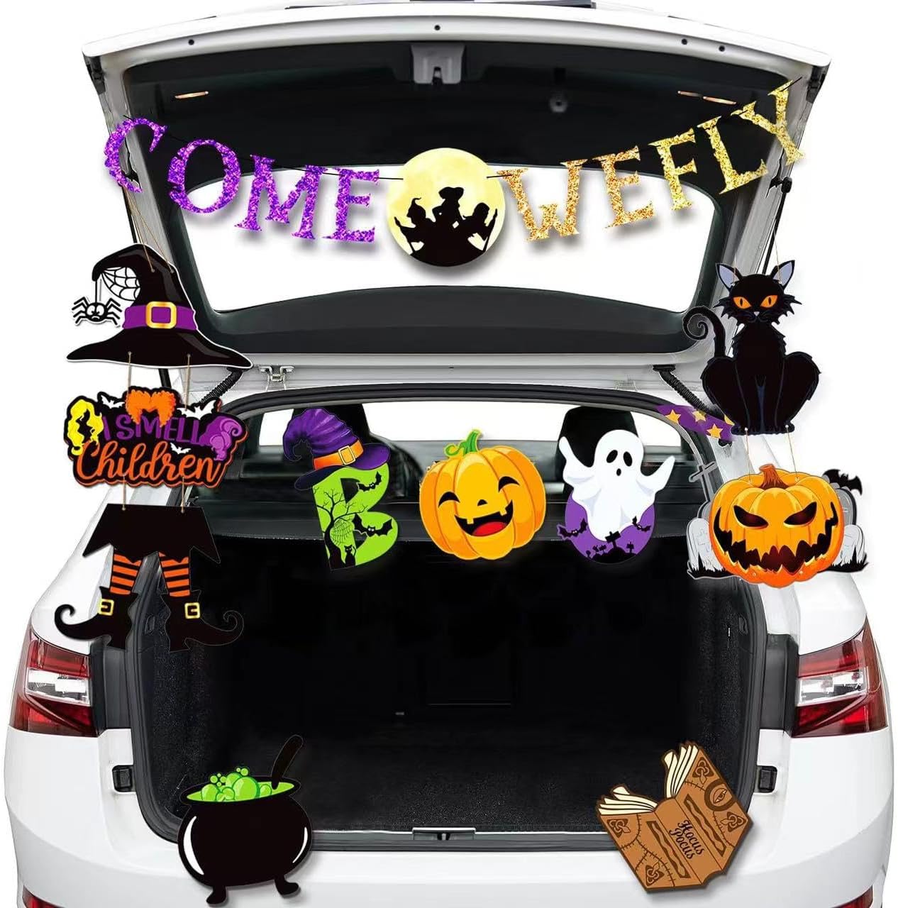 Amazon.com : FUN LITTLE TOYS 18 PCS Trunk or Treat Car Decorations Kit ...