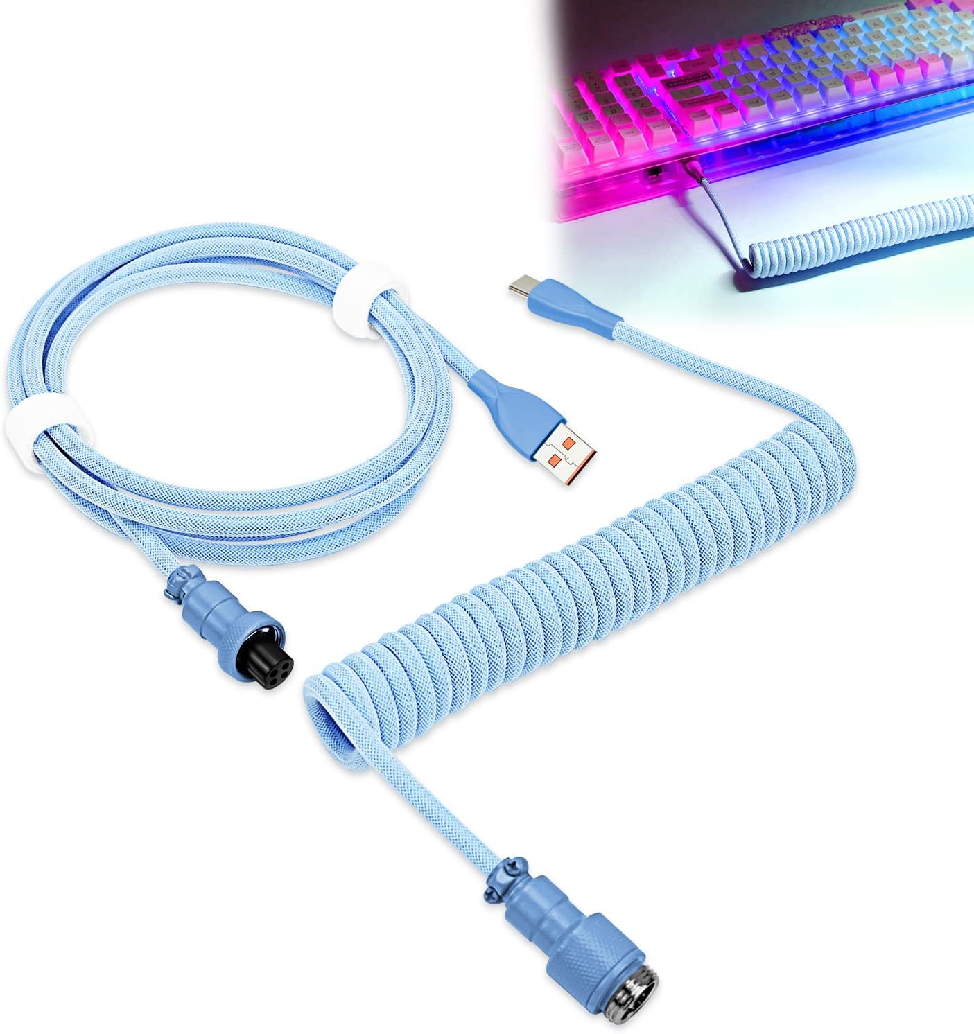 UCINNOVATE Coiled Keyboard Cable, Pro Custom Coiled USB C Cable for ...