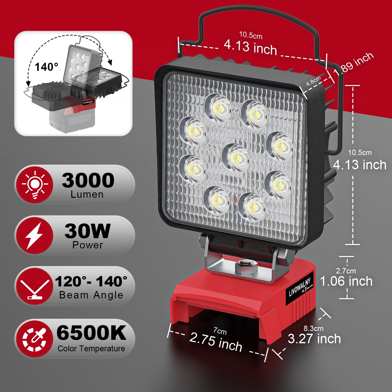 Snapklik.com : LIVOWALNY Portable LED Work Light For Milwaukee M18 ...