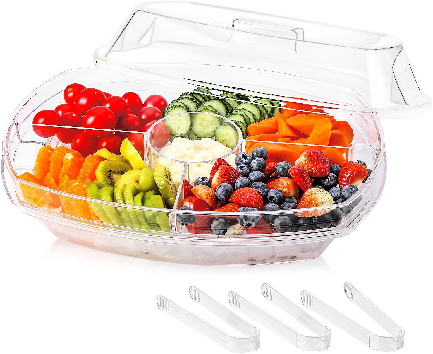 Amazon.com | Extra Large Ice Chilled Serving Tray with Lid,Clear Fruit ...