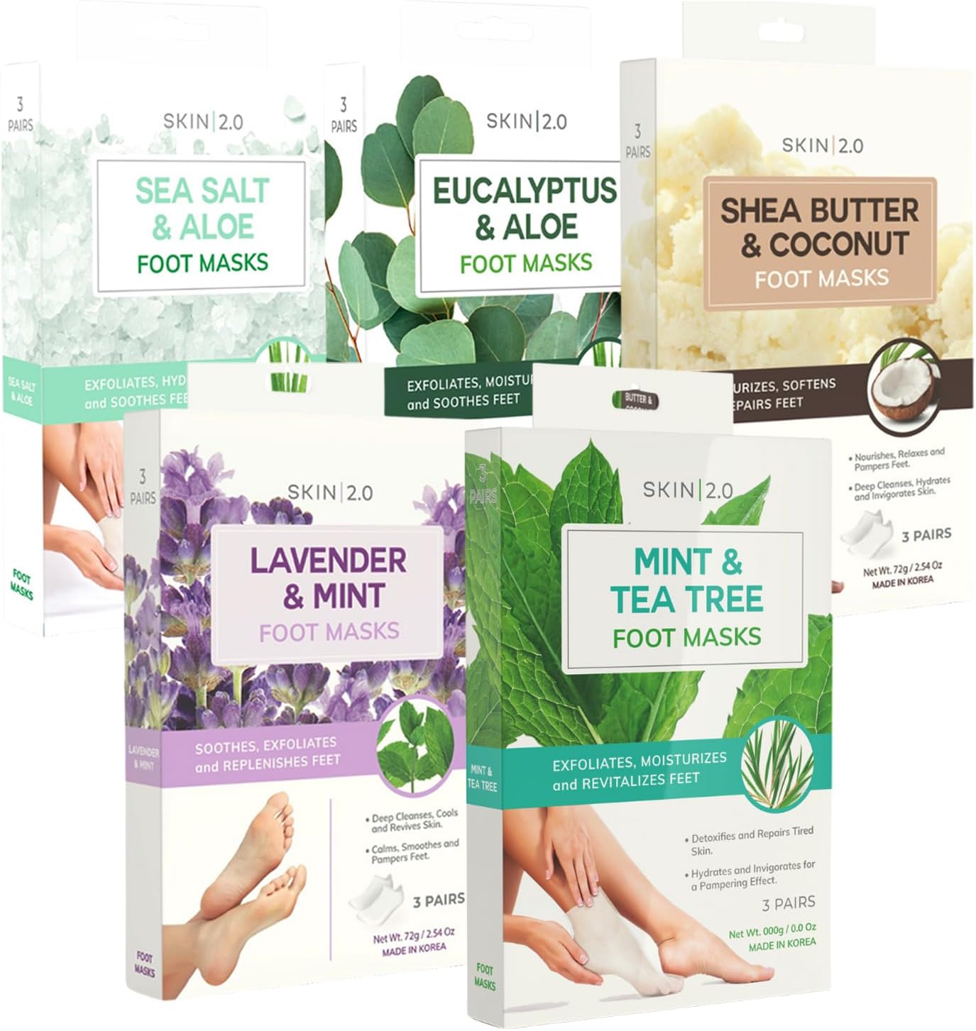 Amazon.com: Skin Aesthetics Lavender & Mint Foot Masks - Repairs ...
