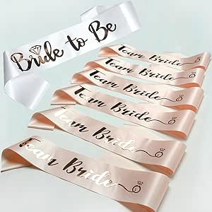 Amazon.com: BLUPLE 6 Team Bride Sashes,1 Bride to Be Sash,Team Bride ...