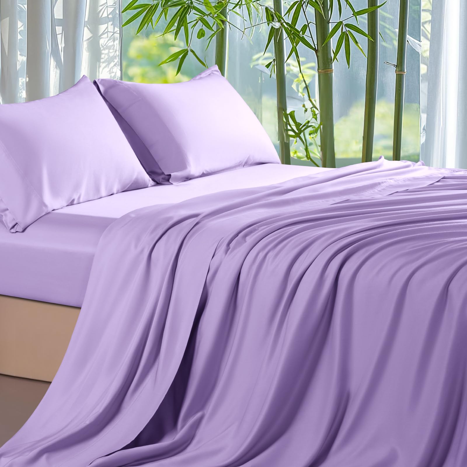 Amazon.com: Shilucheng 100% Viscose Derived from Bamboo_ Sheets Queen ...