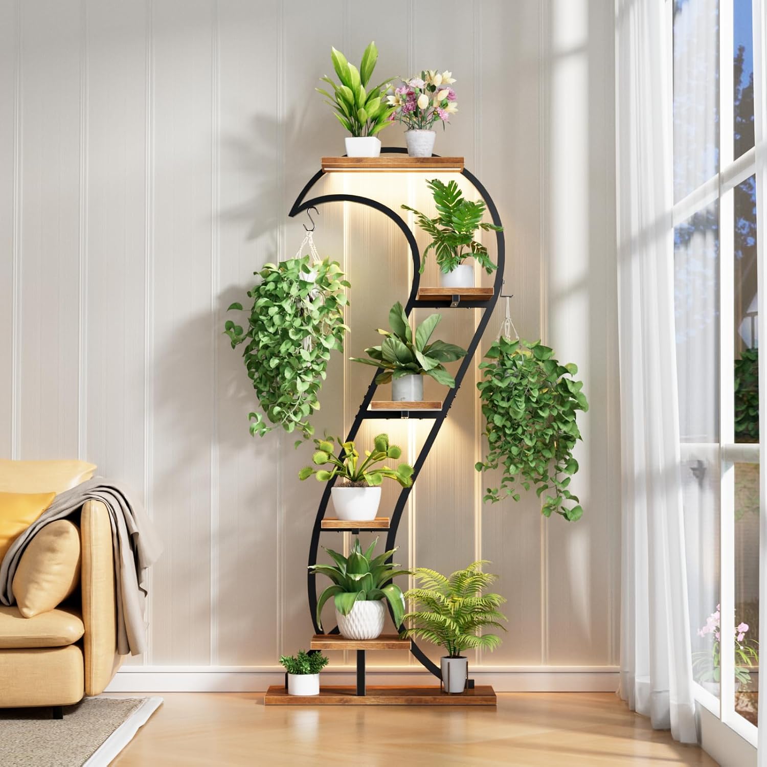 Amazon.com: WIWIDRM Large Plant Stand Indoor with Grow Light,65" Tall ...