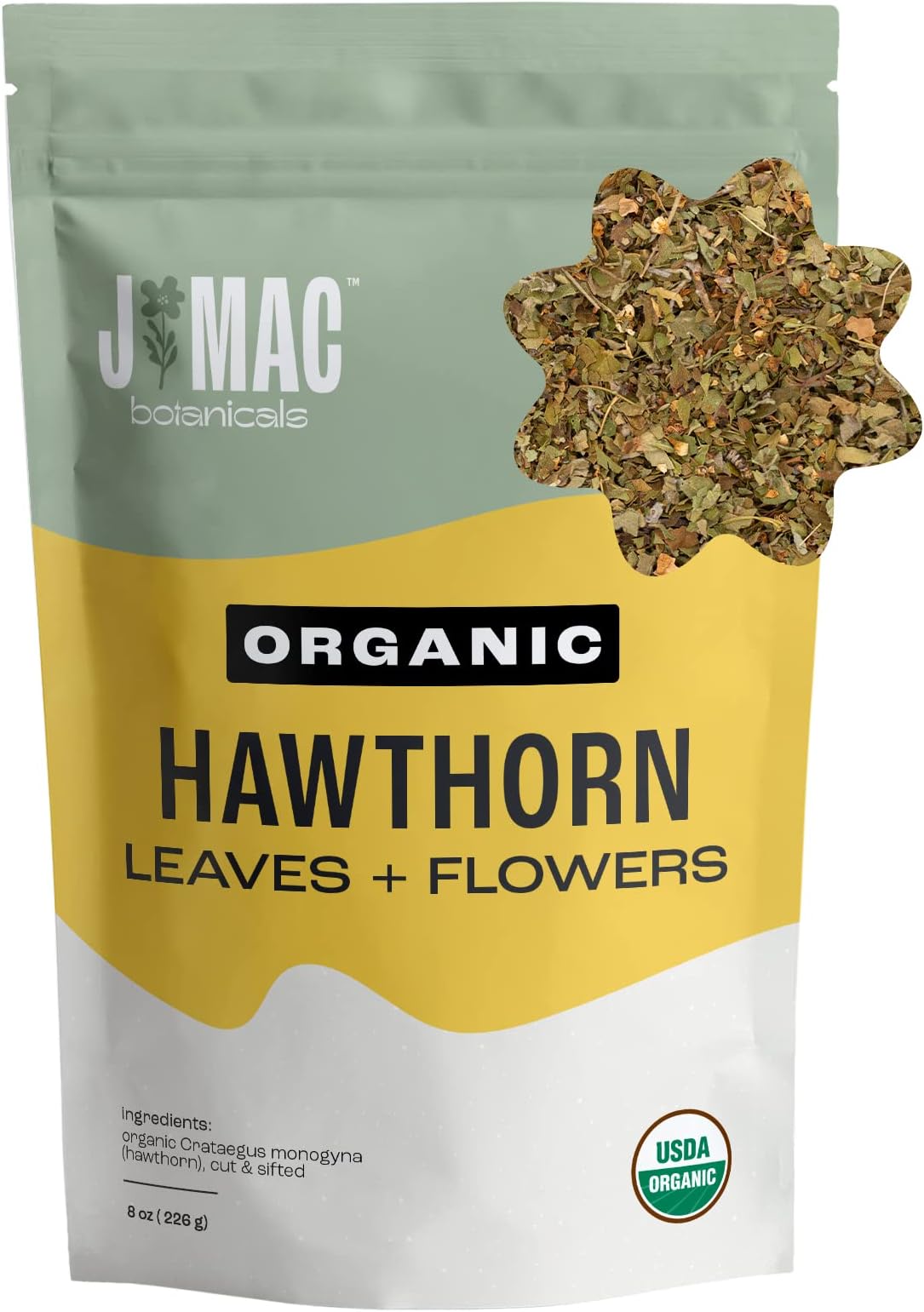 Amazon.com : J MAC BOTANICALS Organic Hawthorn Leaf and Flower (8 oz ...