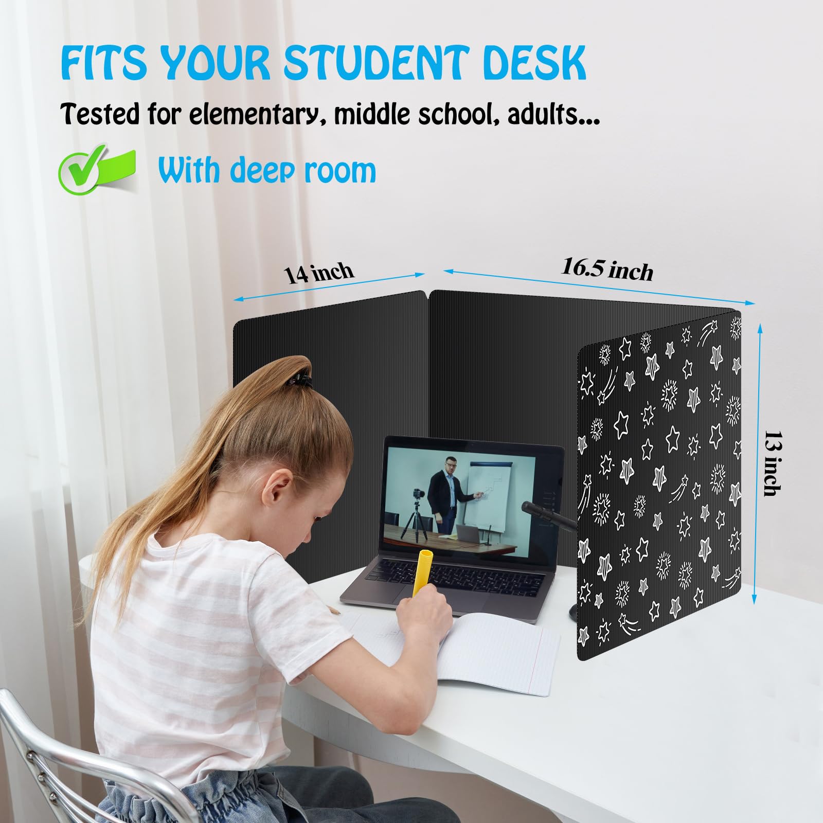 Snapklik.com : Black 24-Pack Desk Dividers For Students, Waterproof ...