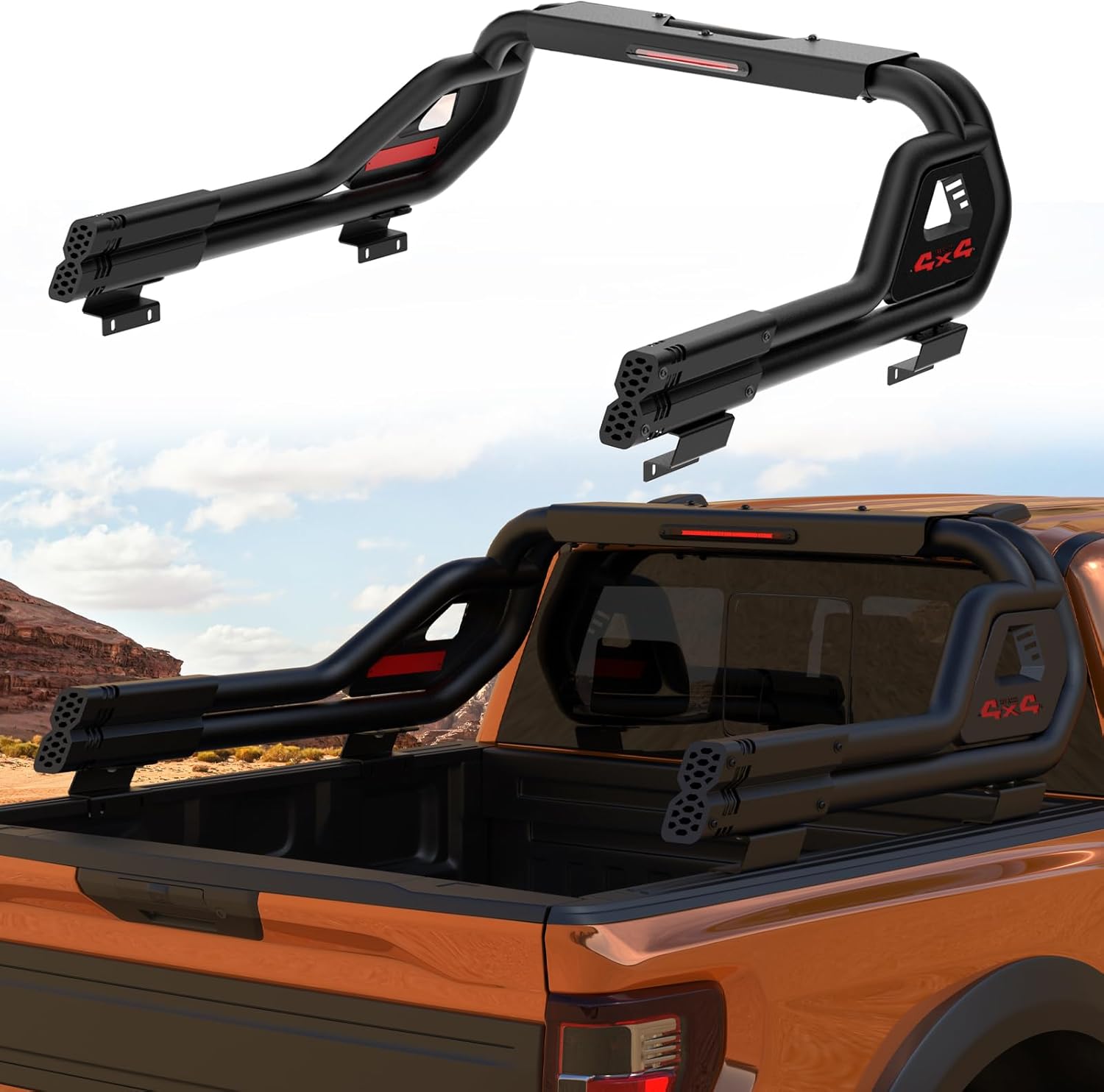 Amazon.com: Universal Truck Bed Roll Bars, Adjustable Sport Chase Rack Roll Bar Compatible with ...