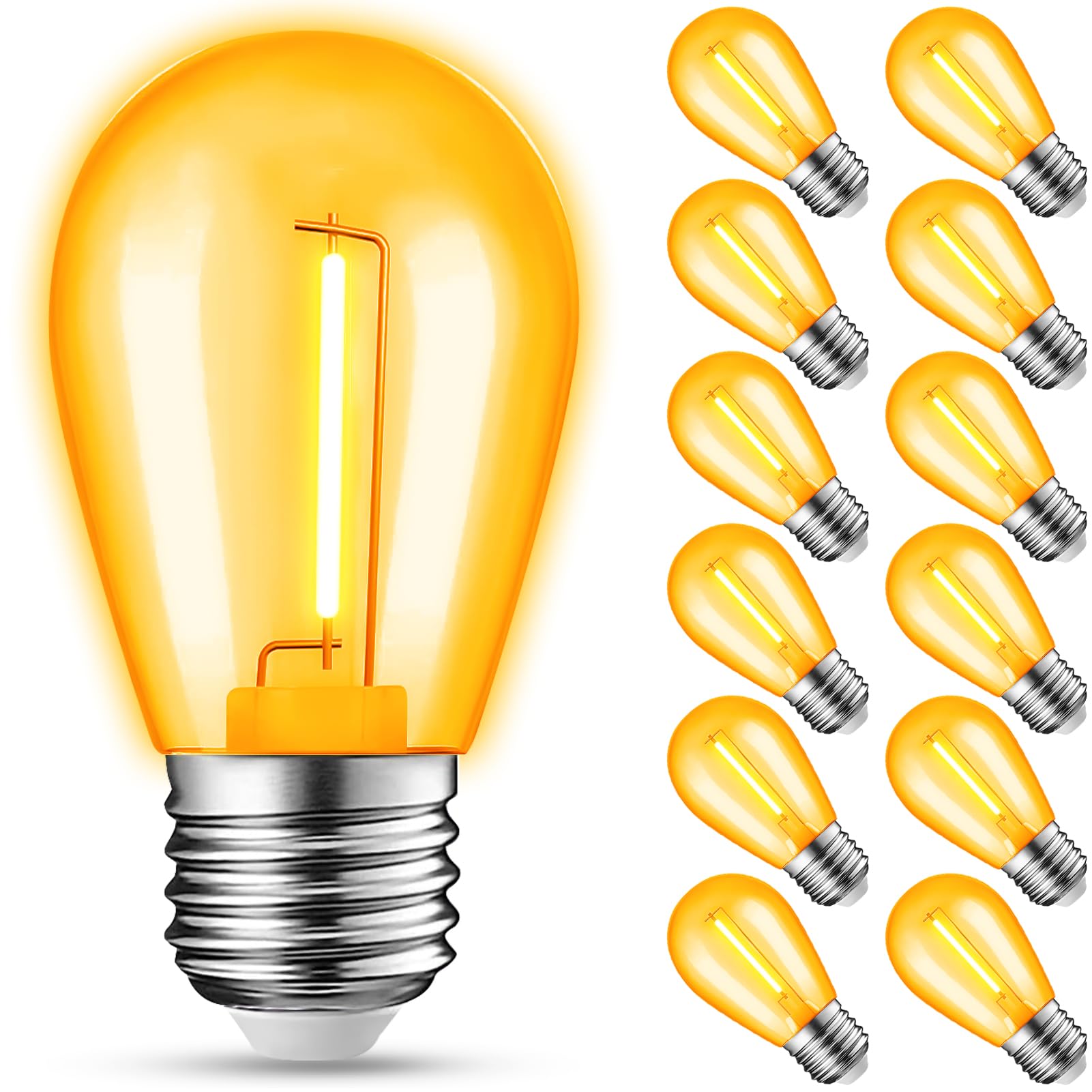 JAHEKS 12-Pack Orange String Light Bulbs, Patio String Light ...